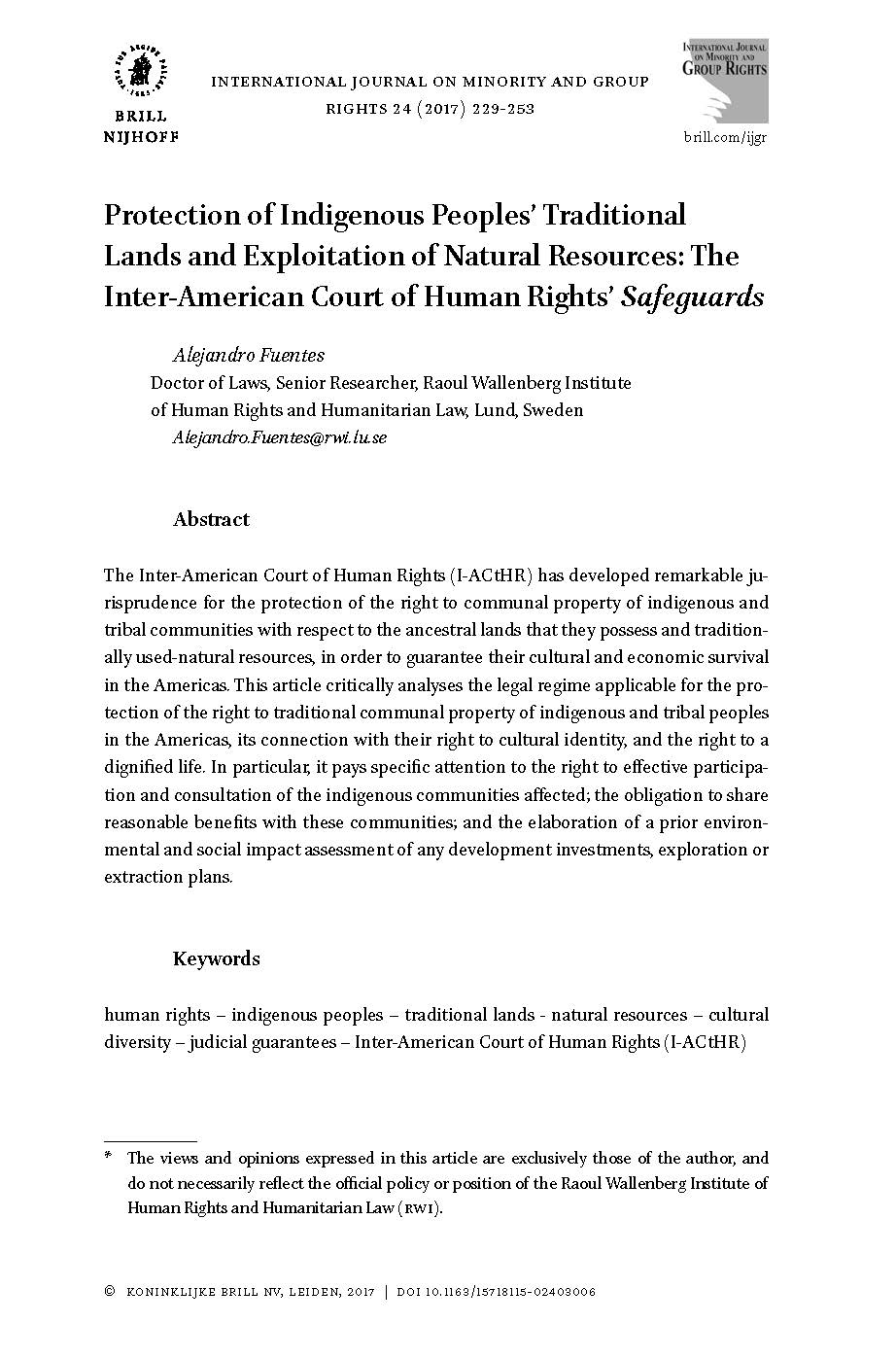 Protection of Indigenous Peoples' Traditional Lands and Exploitation of ...